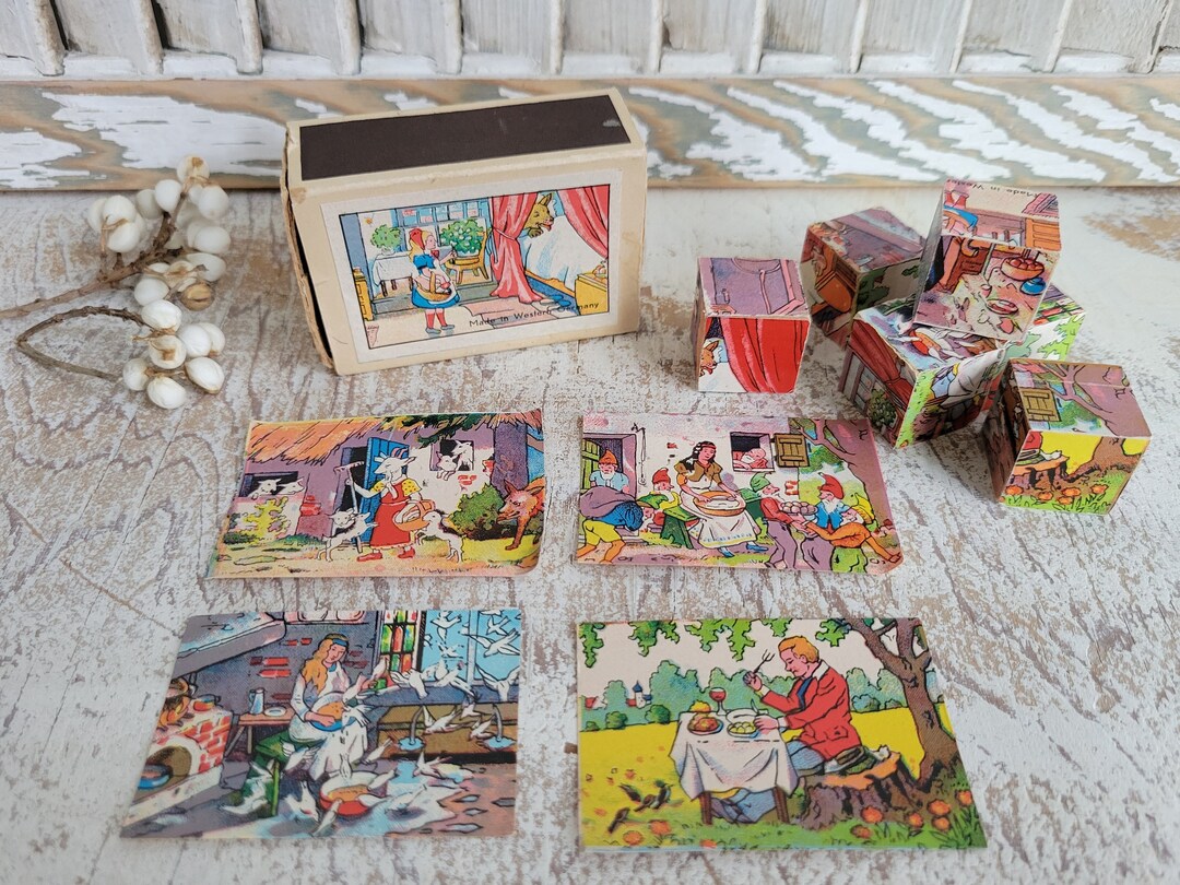 Vintage Miniature Made in Western Germany Fairy Tale Puzzle Blocks in ...