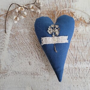 Hanging Linen Textile Heart Ornament - Textile Art - Hanging Decor ...