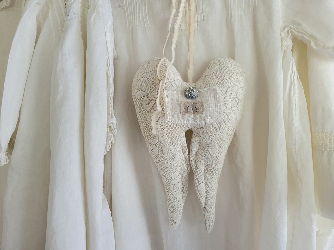 Hanging Angel Wings Decoration Antique Textiles Fly Textile Art Hanging ...