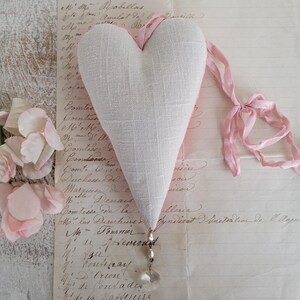 Hanging Velvet Heart Decoration - Vintage Tinsel - Textile Art ...