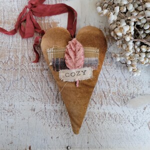 Hanging Velveteen Heart Decoration - Cozy Autumn Decoration - Hand Dyed ...