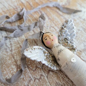 Handmade Carved Clothespin Art Doll Hanging Angel Doll Antique Style ...
