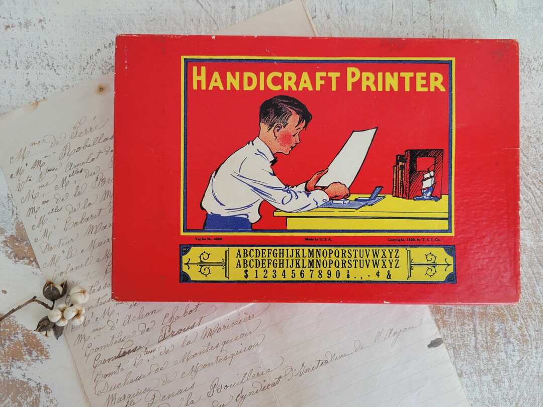 Vintage 1930s Handicraft Printer - Printing Toy - Print Set - T.S.T. Co. - Tiny Letter Stamps ...