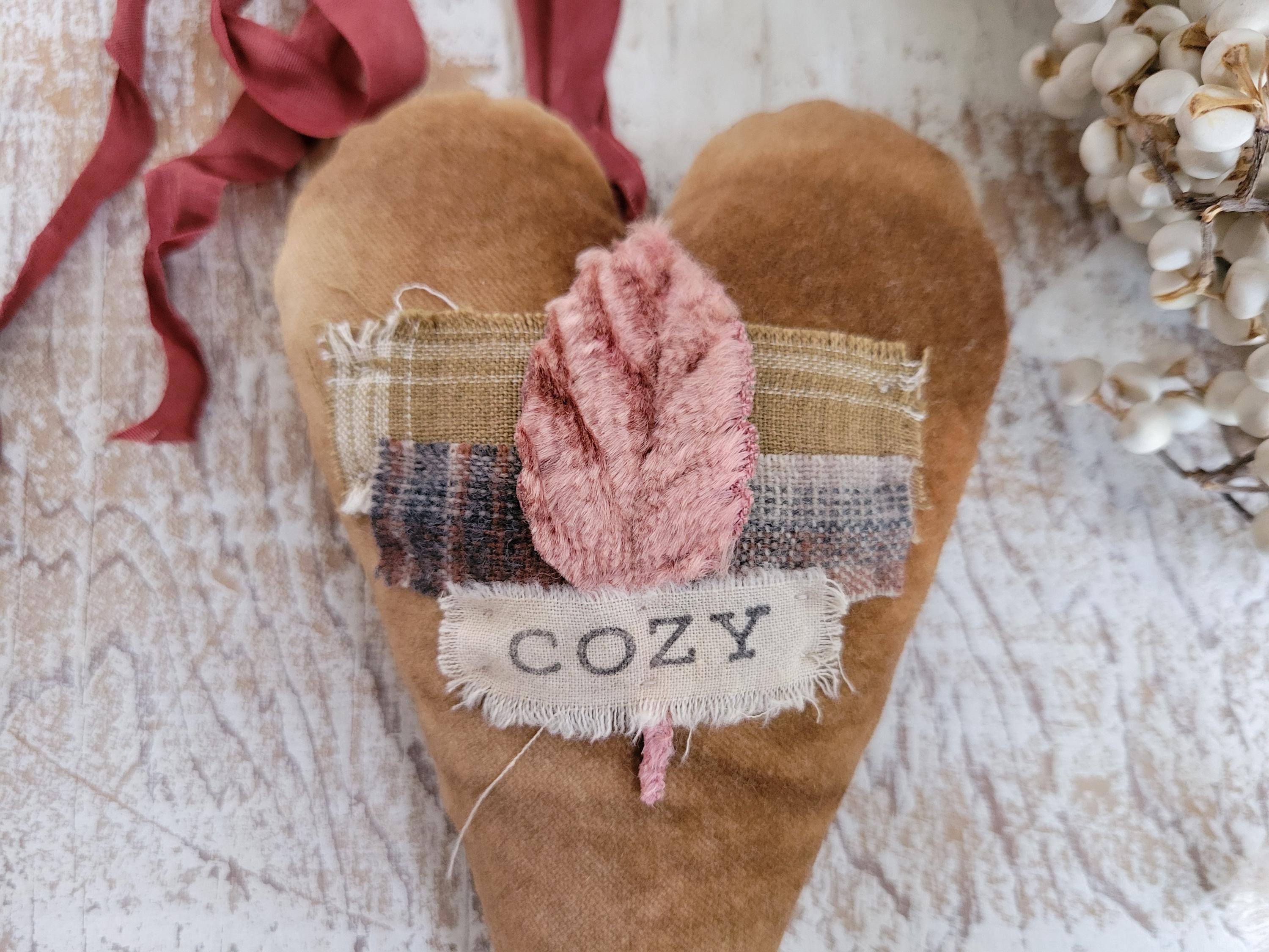 Hanging Velveteen Heart Decoration - Cozy Autumn Decoration - Hand Dyed ...
