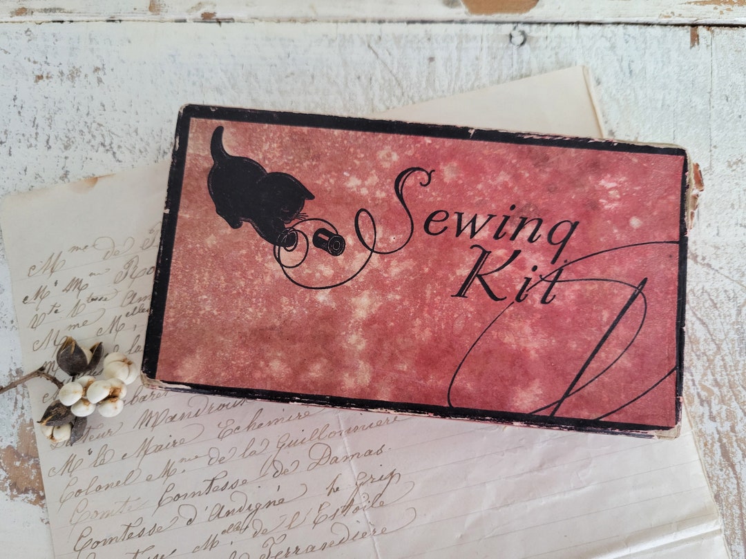 Vintage Sewing Kit in Original Box - Wooden Spools - Belding - Heminway ...