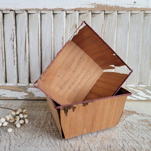 Vintage Wooden Berry Box One Berry Basket Dark Red Metal Rim Antique ...