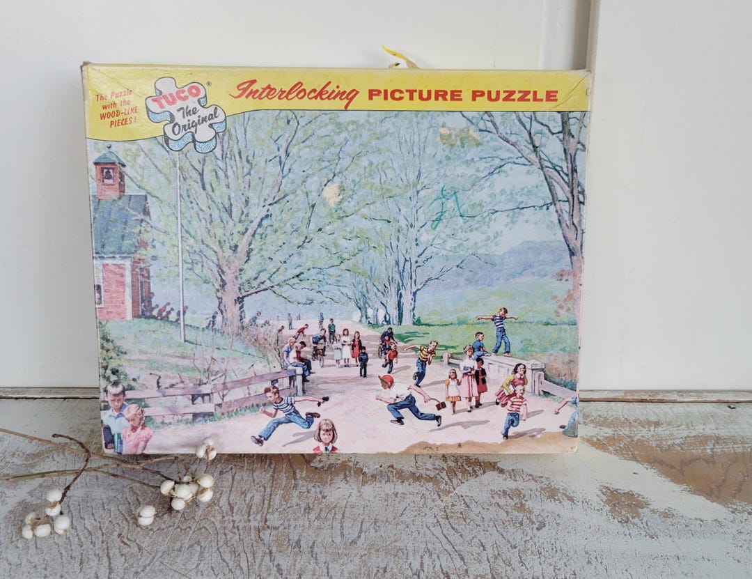Vintage Tuco Schoolyard Scene Puzzle - Interlocking Picture Puzzle ...