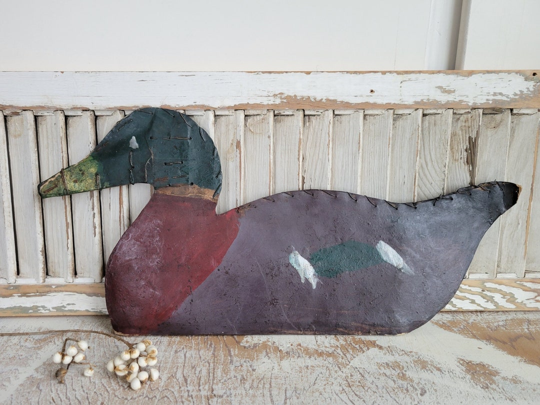 Antique Primitive Handmade Duck Decoy - Waxed Cardboard Duck Decoy ...