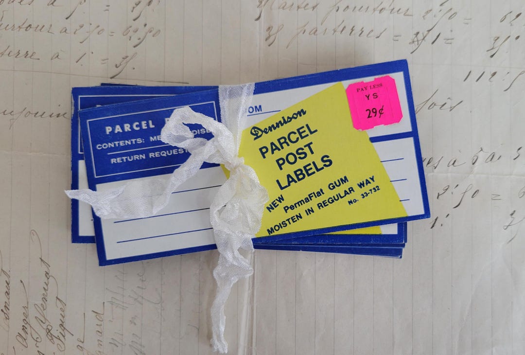 Vintage Dennison Gummed Parcel Post Labels - Postal Ephemera - Address ...