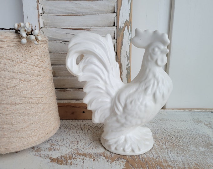 Vintage White Ceramic Rooster - Vintage Farmhouse - Country Decor ... Vintage White Ceramic Rooster - Vintage Farmhouse - Country Decor ...
