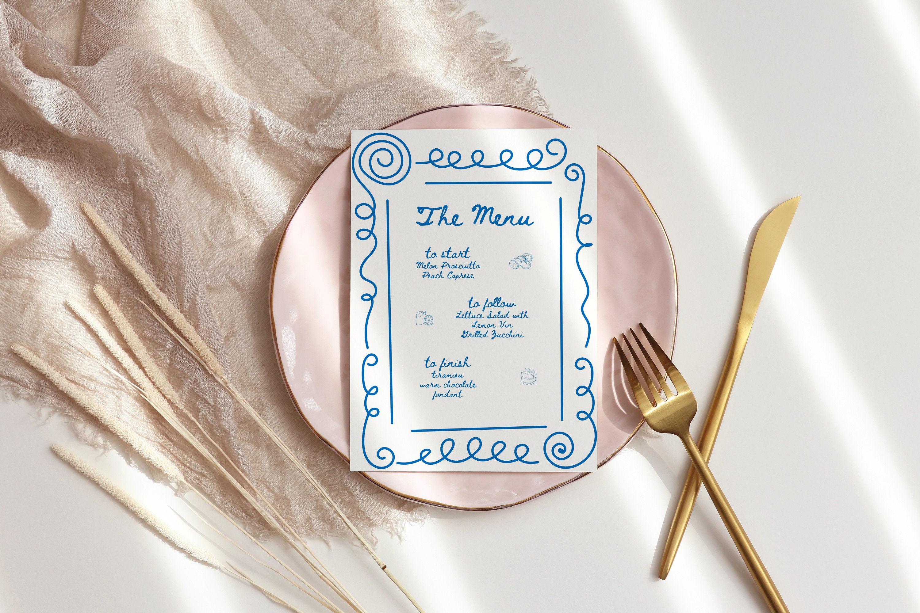 Wedding Menu and Name Card Template, Fully Customizable Menu Sign ...