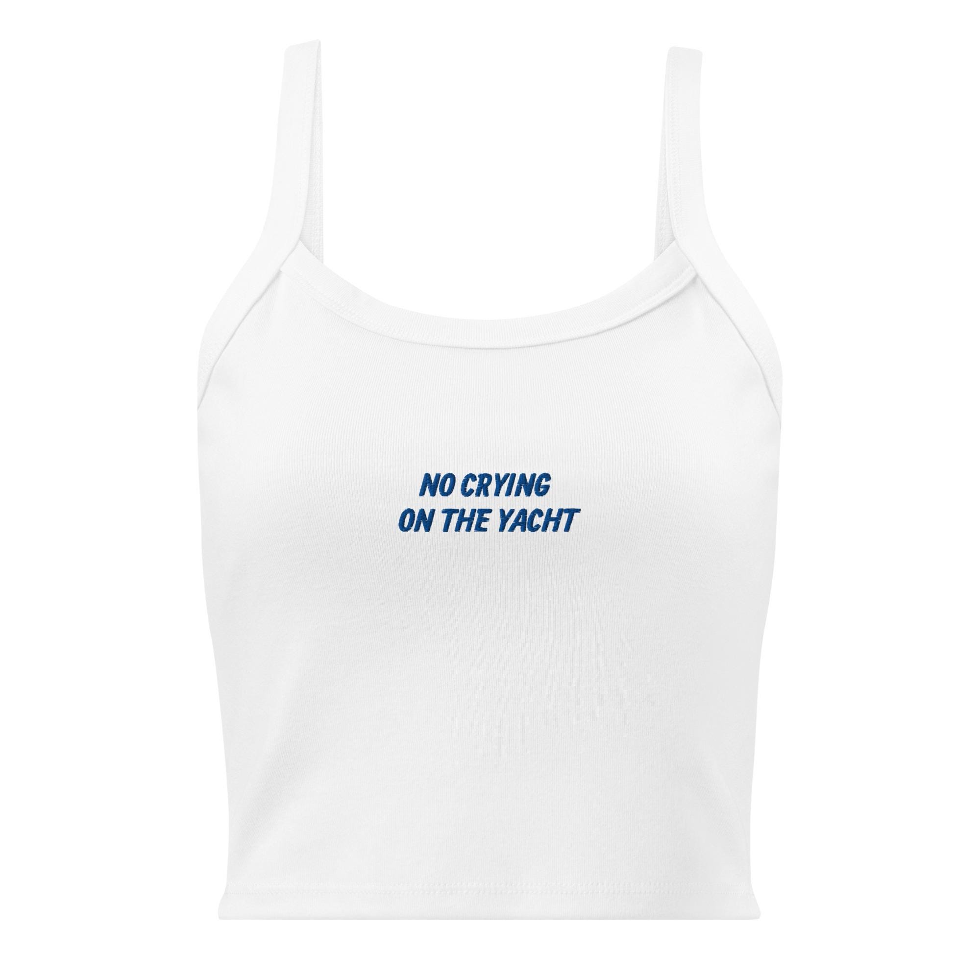 Embroidered Crop Tank Top – No Crying on the Yacht, Y2K Summer - Etsy