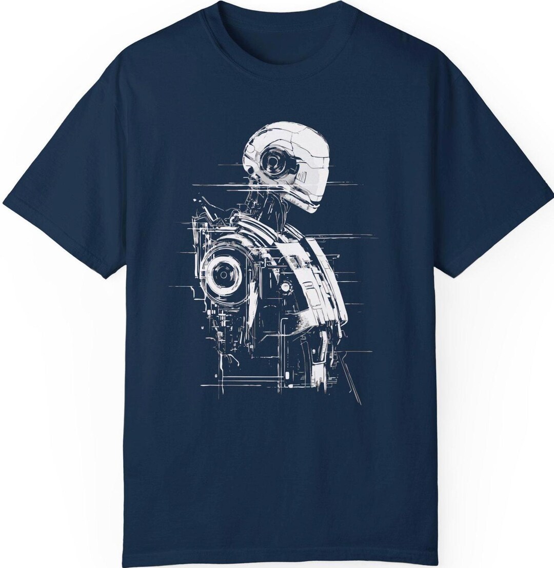 Futuristic Robot Graphic T-shirt, Sci-fi Art Tee, Digital Sketch Robot ...