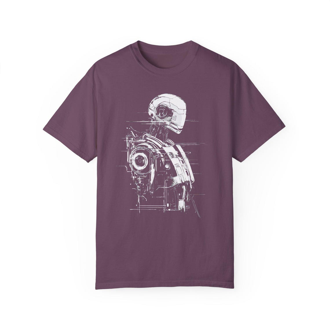 Futuristic Robot Graphic T-shirt, Sci-fi Art Tee, Digital Sketch Robot ...