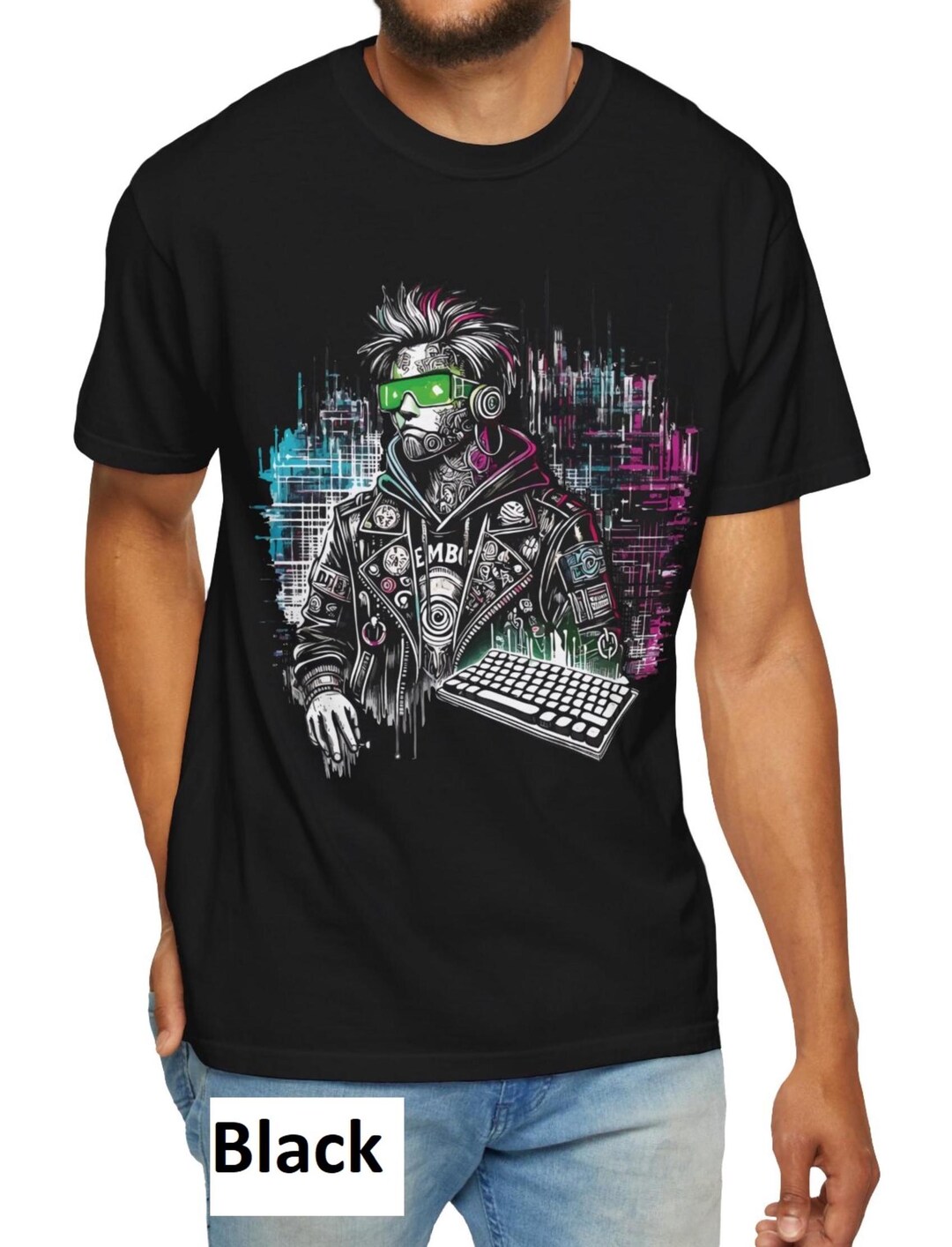 Cyberpunk 2077 T-shirt - Futuristic Hacker Graphic Tee, Sci-fi Gamer ...