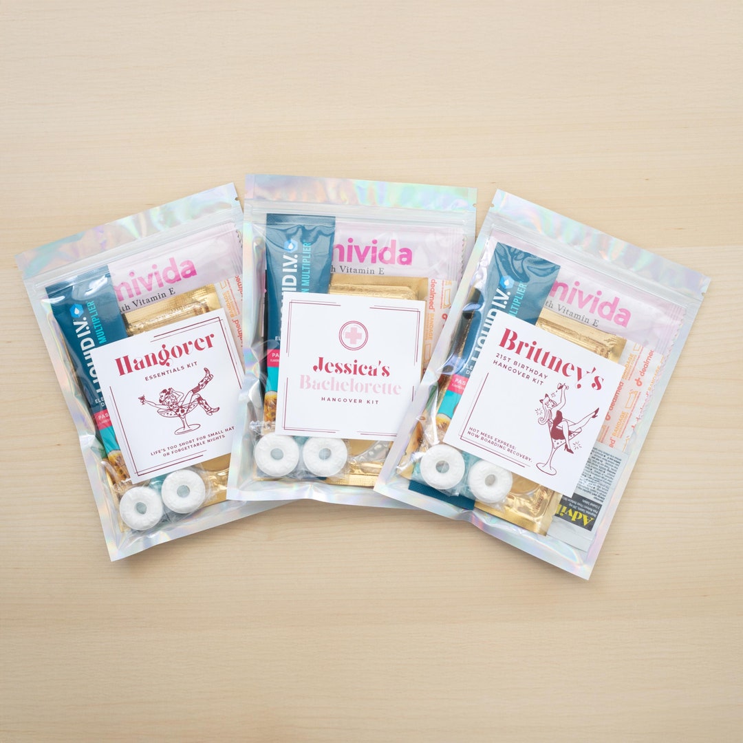 Pre-filled Hangover Kit Recovery Kit Bags Bachelorette, Wedding ...
