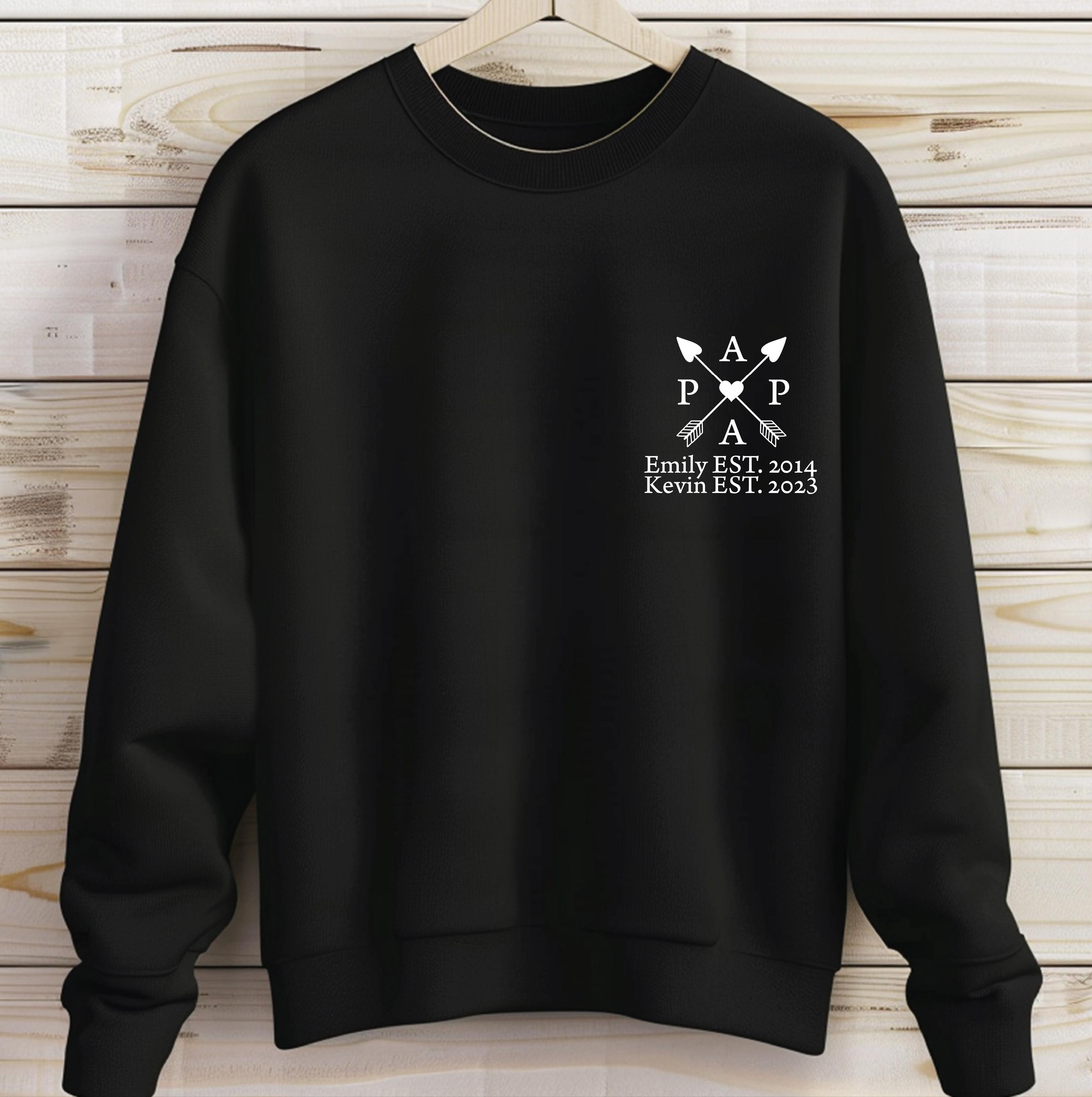 Custom Papa Sweatshirt With Name EST Year, Papa EST Hoodie With Kids ...