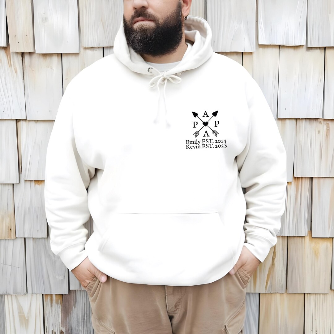 Custom Papa Sweatshirt With Name EST Year, Papa EST Hoodie With Kids ...