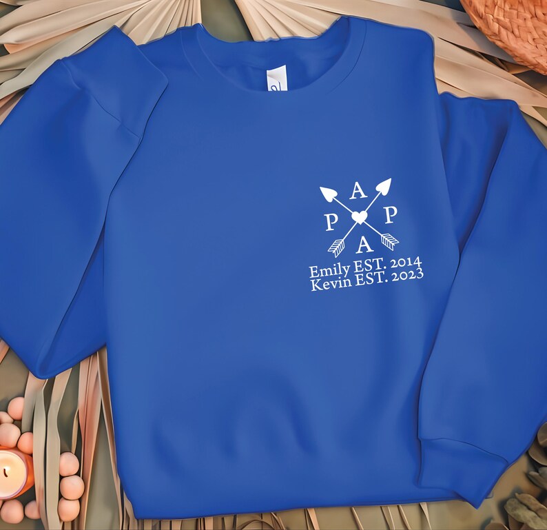 Custom Papa Sweatshirt With Name EST Year, Papa EST Hoodie With Kids ...