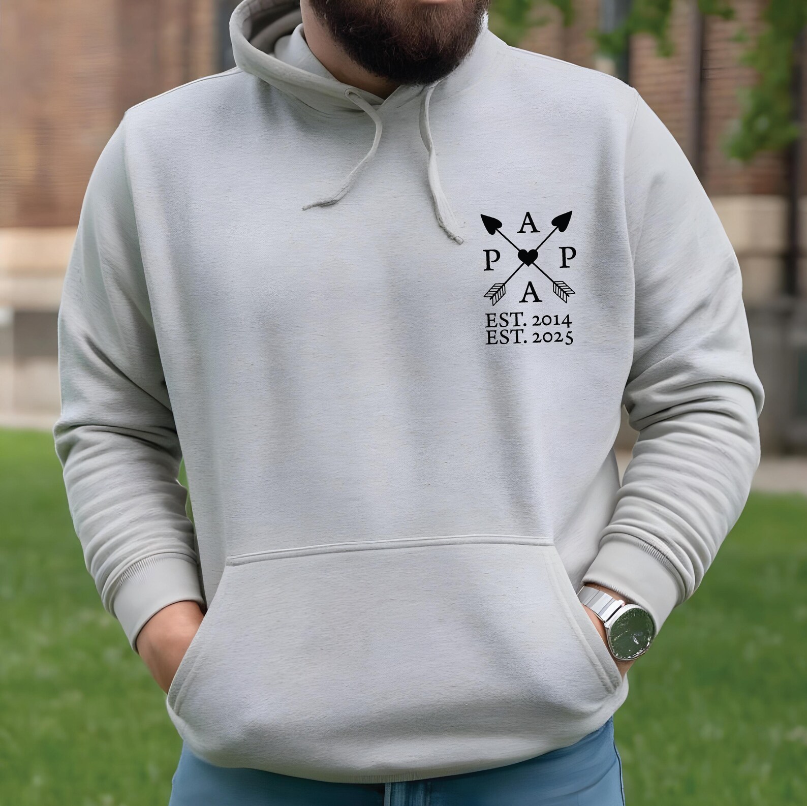 Custom Papa Sweatshirt With Name EST Year, Papa EST Hoodie With Kids ...
