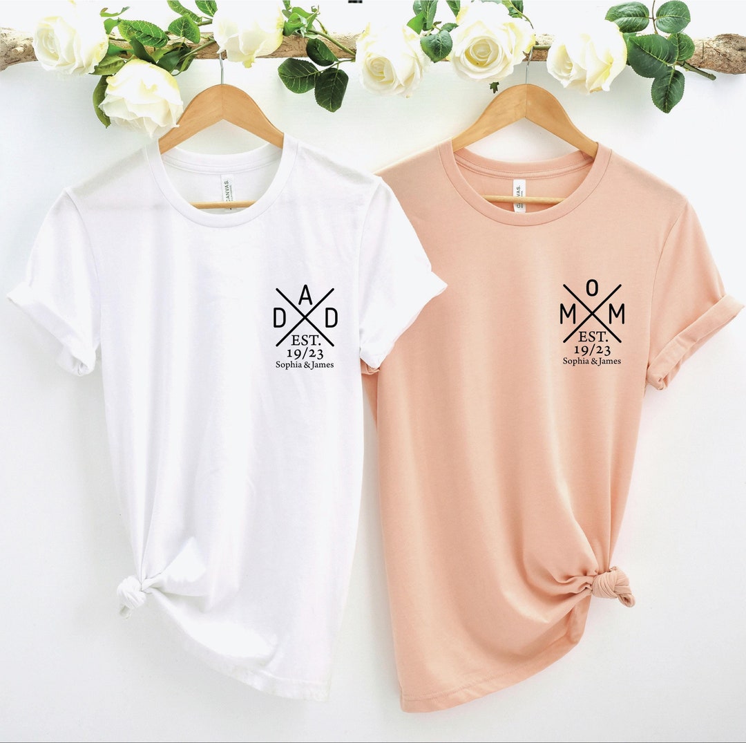 Custom Mom Shirt With Name EST Year, Personalized Dad EST Tee With Kids ...