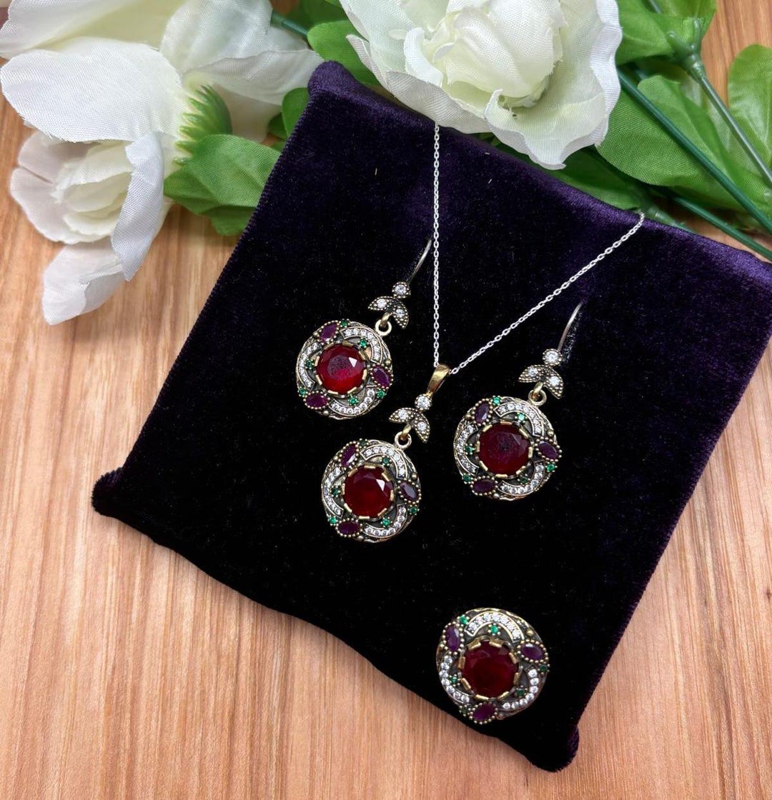 925 Sterling Silver Turkish Vintage Jewelry Set for Women,new,antique ...