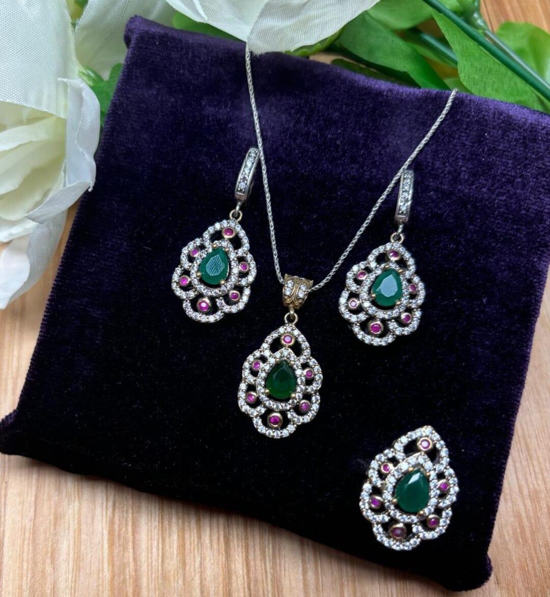 925 Sterling Silver Turkish Vintage Jewelry Set for Women,new,antique ...