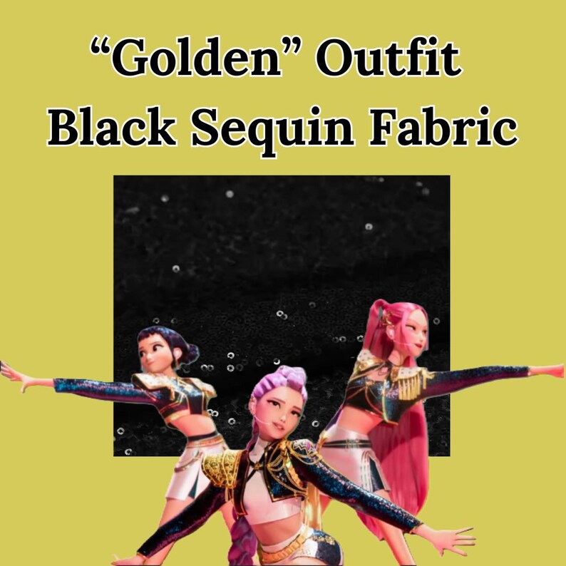 KPop Demon Hunters Huntrix "Golden" Cosplay Outfit Schwarzer Pailletten ...