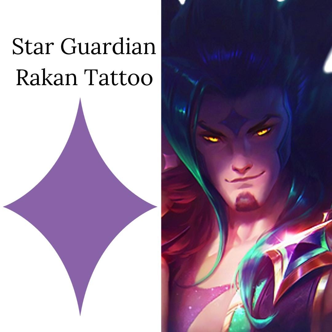 League of Legends Star Guardian Rakan Cosplay Temporary Tattoo Sticker ...