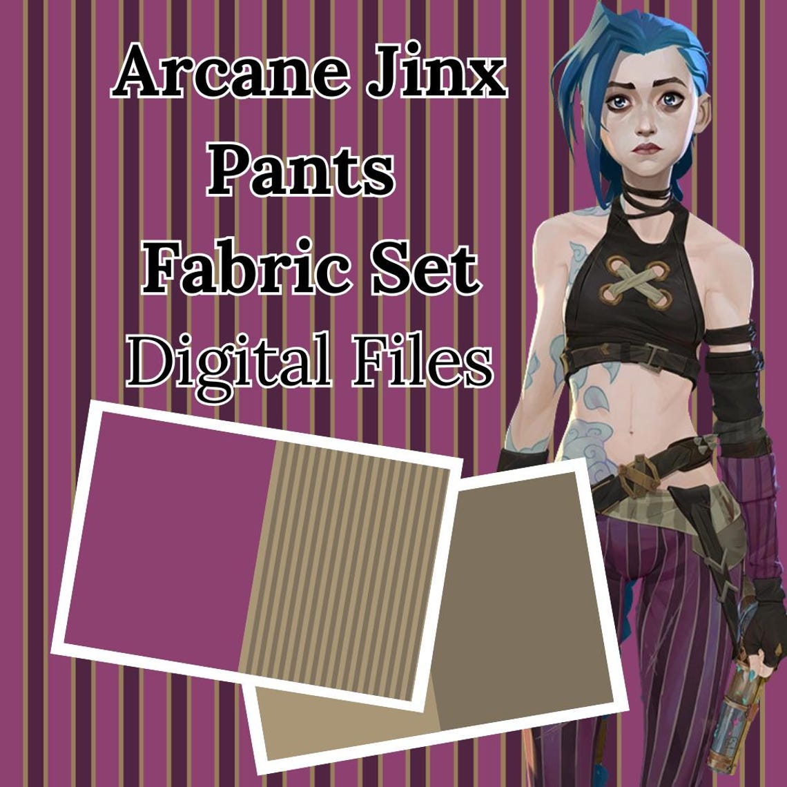 Arcane League of Legends Jinx Cosplay Pants Fabric Design Set Digital ...