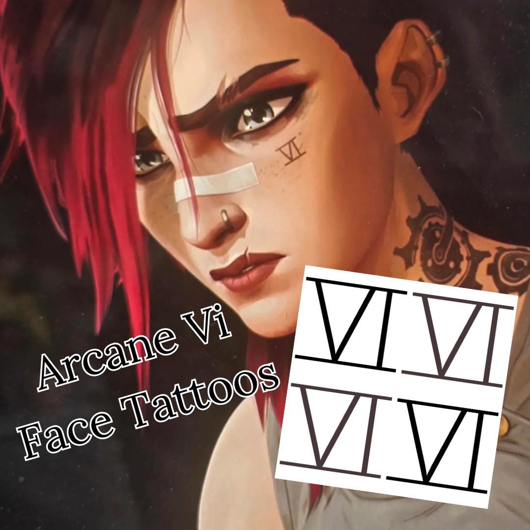 4pcs Arcane League of Legends Vi Face Tattoo Temporary Sticker - Etsy