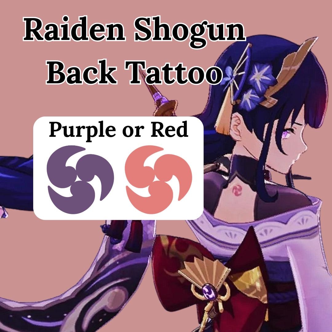 Genshin Impact Raiden Shogun Temporary Back Tattoo Sticker - Etsy