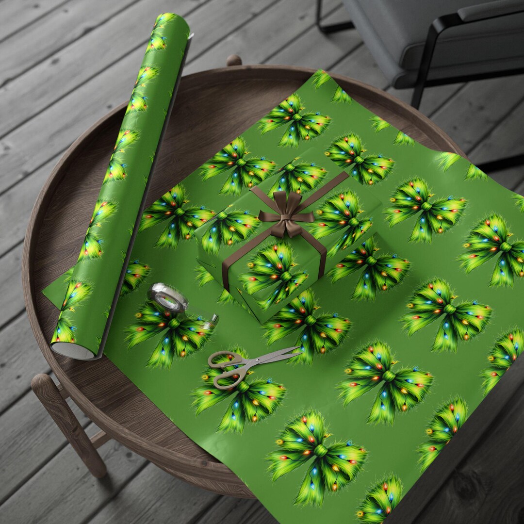 Green Wrapping Paper, Gift Wrap, Christmas Wrapping Sheets, Holiday ...
