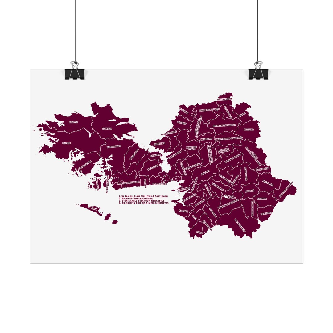 Galway GAA Club Poster - Maroon and White - Etsy
