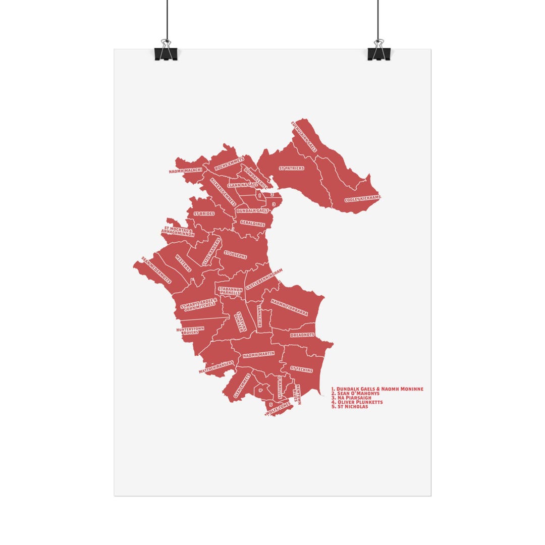 Louth GAA Club Poster - Red and White - Etsy