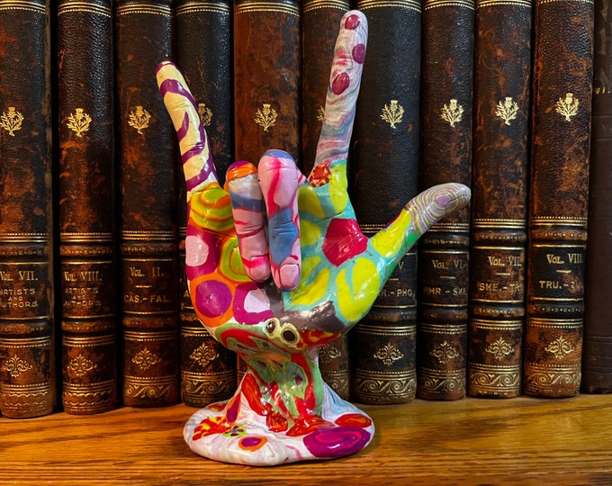 ASL~ I Love You Art ~ Life Size Sculptured Hand ~ Polymer Clay ...