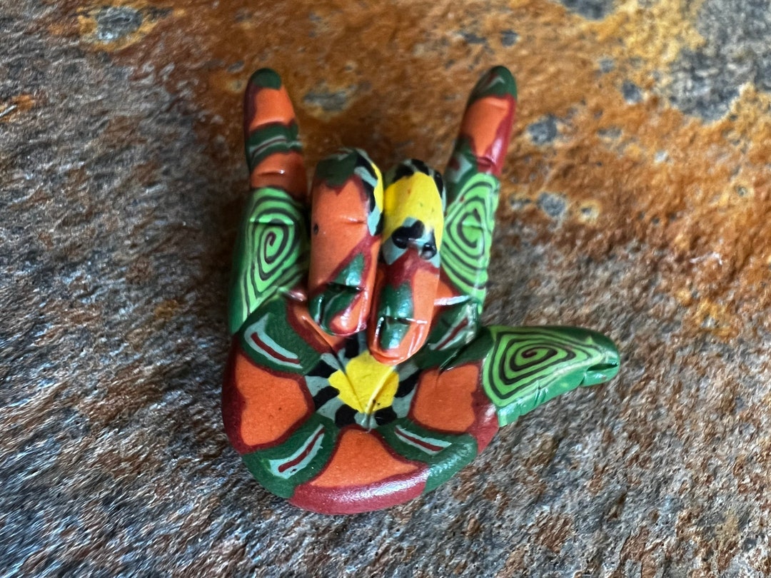Handmade Polymer Clay ILY Pin: American Sign Language Brooch - Etsy