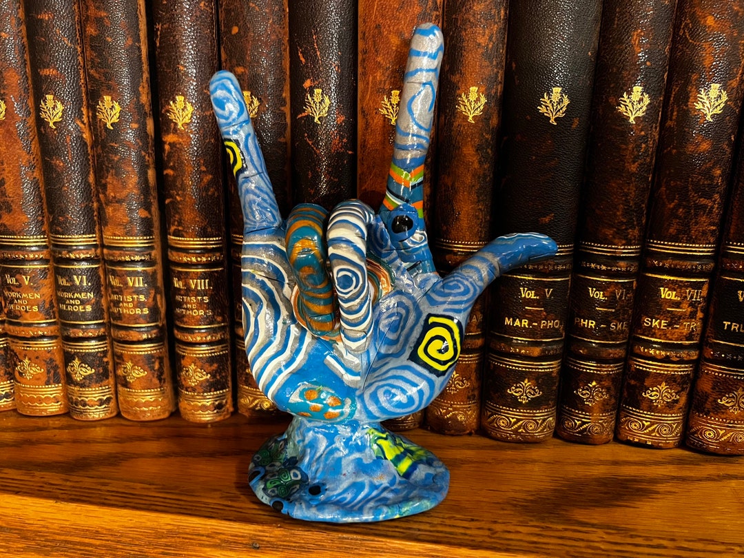 ASL~ I Love You Art ~ Life Size Sculptured Hand ~ Polymer Clay ...