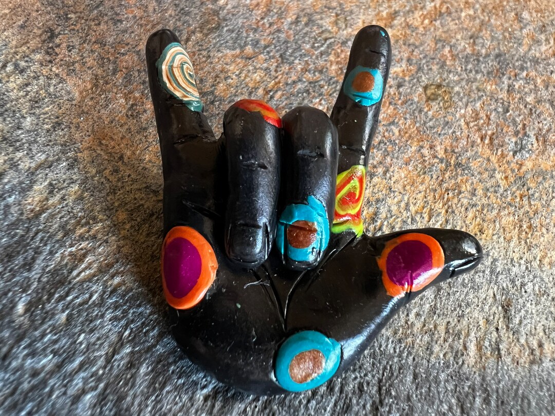 I Love You Hand Pin: Polymer Clay ASL Sculpture - Etsy