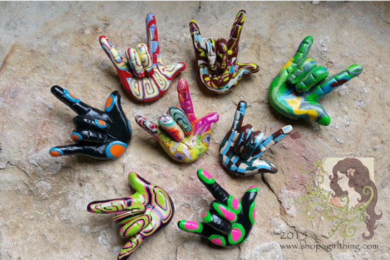 I Love You Hand Pin: Polymer Clay ASL Sculpture - Etsy