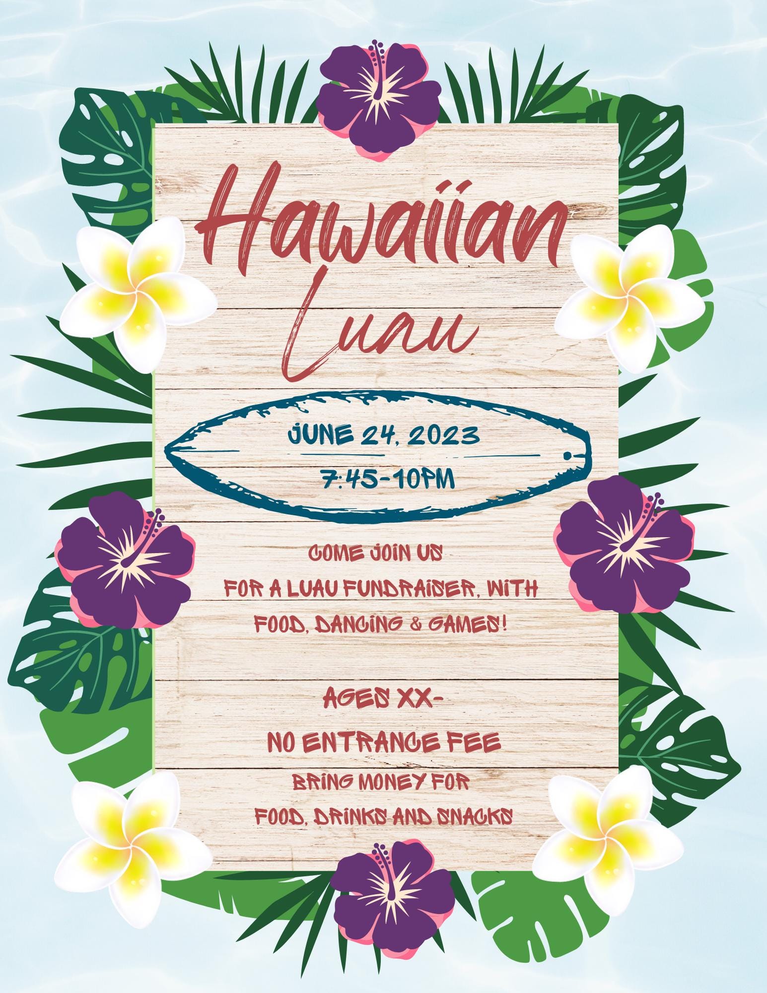 Hawaiian Luau Flyer - Etsy