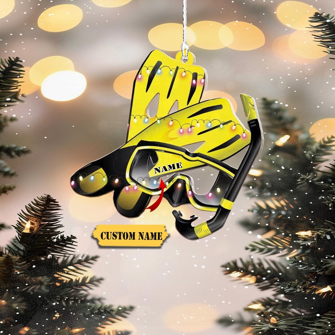 Fins, Scuba Mask Tree Hanging Christmas Ornament 2D , Diving Xmas ...