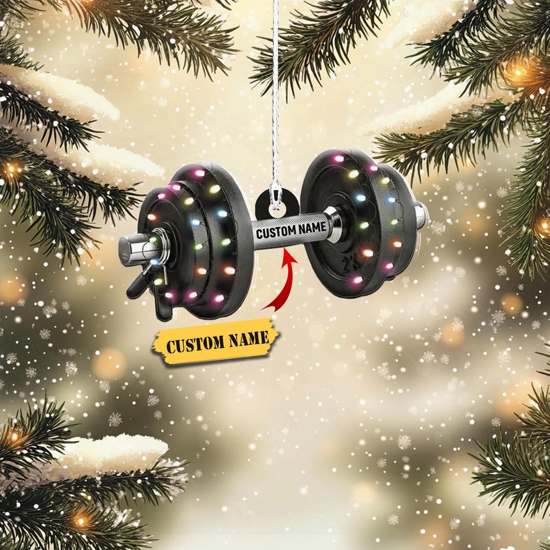Dumbbell Weight Training Exercise Christmas Light Tree Ornament 2D ...