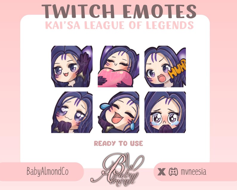 Twitch Kai'sa Emotes | League of Legends Kaisa Emotes | Kawaii Cute ...