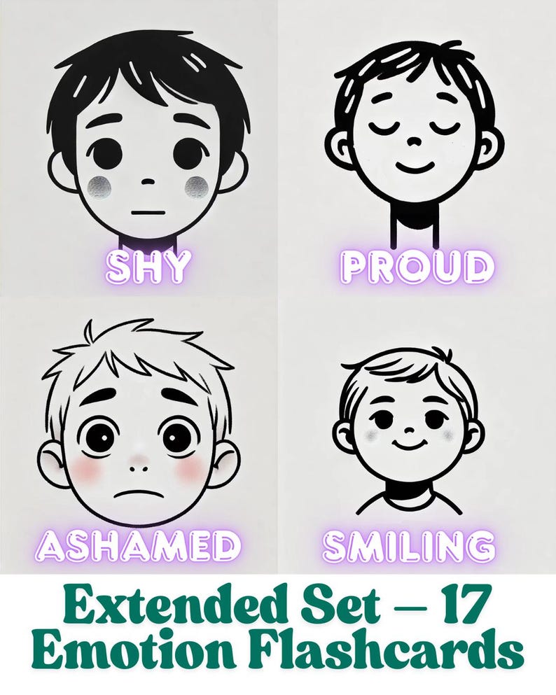 17 Emotions Flashcards – Autism Printable – Feelings Cards for Kids ...