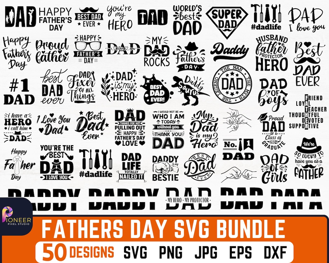 Father's Day SVG Bundle: 50 Dad Quotes, Cricut & Silhouette (digital ...
