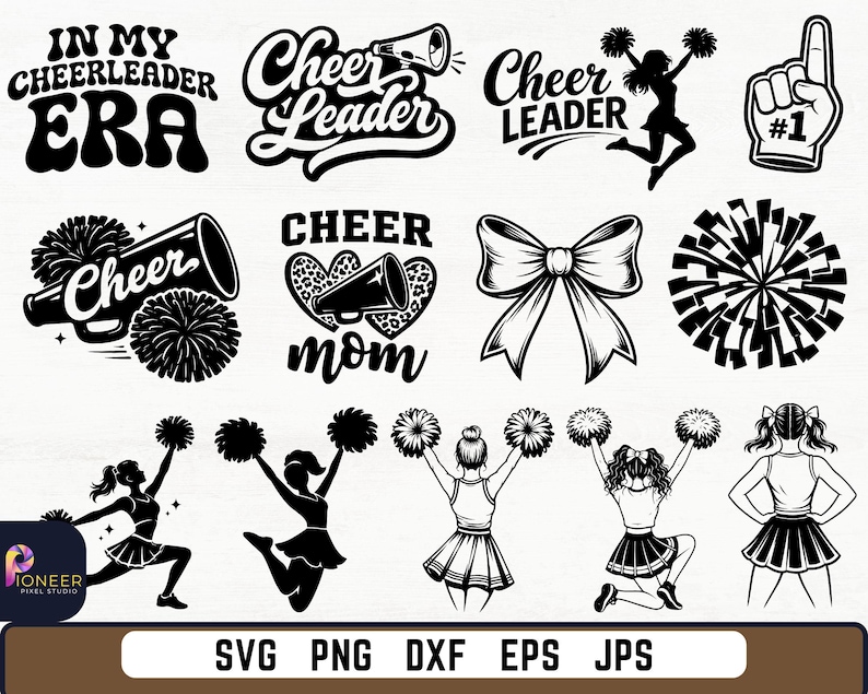 Cheerleader SVG Bundle, Cheer Mom, Megaphone, Pom Pom (digital Download ...