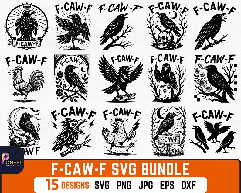 F-caw-f Raven SVG Bundle, Gothic Bird Clipart (digital Download) - Etsy