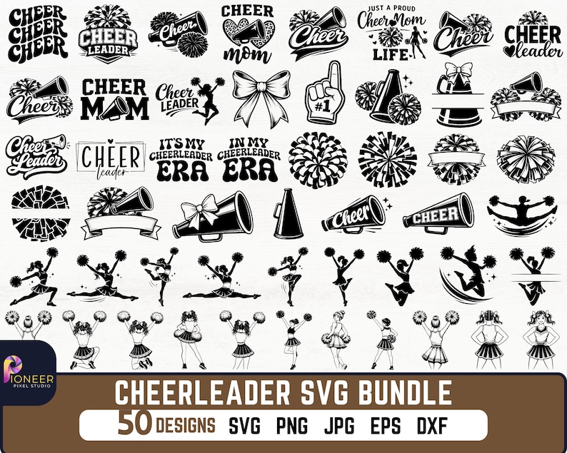 Cheerleader SVG Bundle, Cheer Mom, Megaphone, Pom Pom (digital Download ...