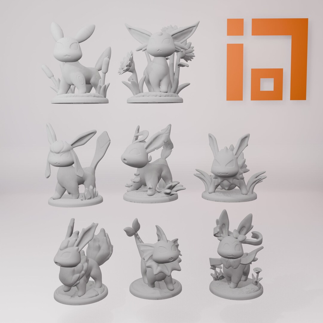 Eeveelution Chibis, STL Files, Cute, Pokemon Fanart, Pre-supported ...